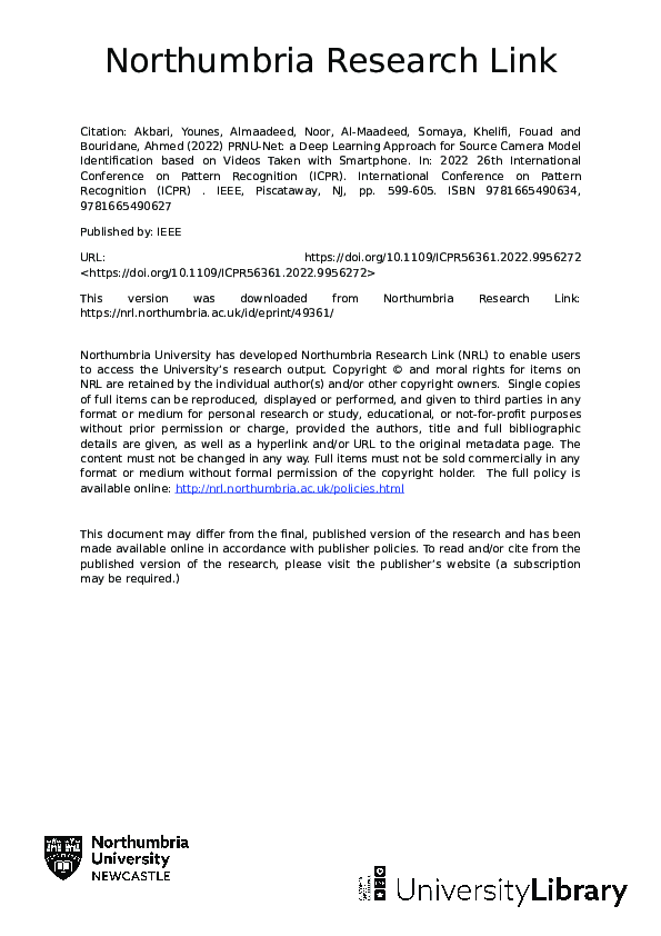 (PDF) PRNU-Net: a Deep Learning Approach for Source Camera Model ...