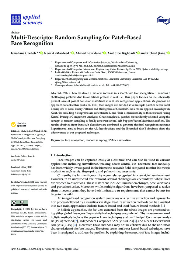 (PDF) Multi-Descriptor Random Sampling for Patch-Based Face Recognition | Noor almaadeed ...