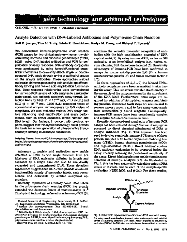 Analyte detection with DNA-labeled antibodies and polymerase chain reaction