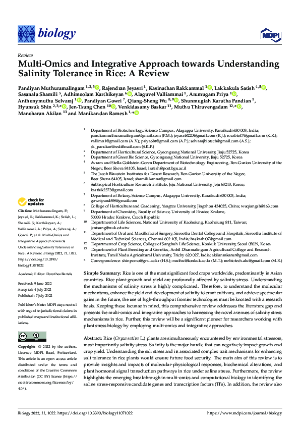 (PDF) Integrative Multi-Omics Insights on Rice Salinity Tolerance
