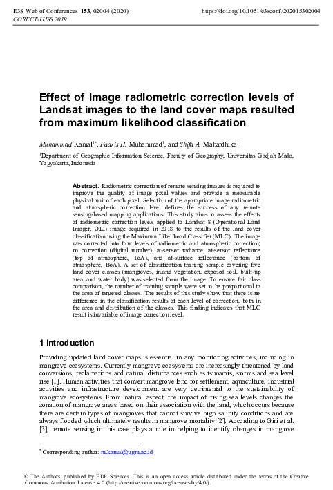 (PDF) Effect of image radiometric correction levels of Landsat images ...