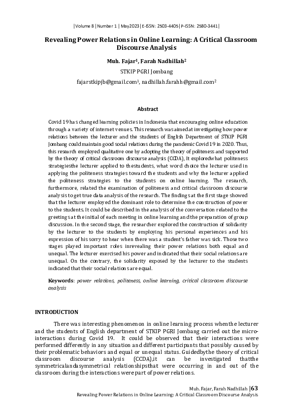(PDF) Revealing Power Relations in Online Learning: A Critical ...