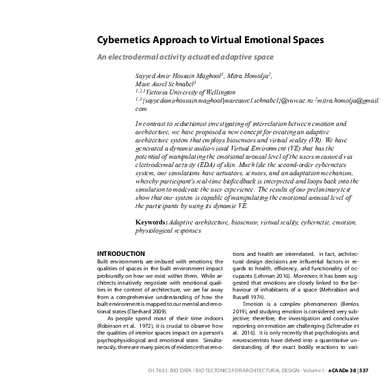 (PDF) Cybernetics Approach to Virtual Emotional Spaces - An ...