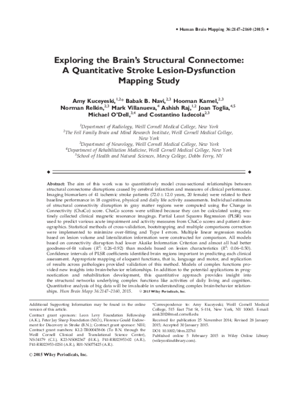 (PDF) Exploring the brain's structural connectome: A quantitative stroke lesion-dysfunction ...