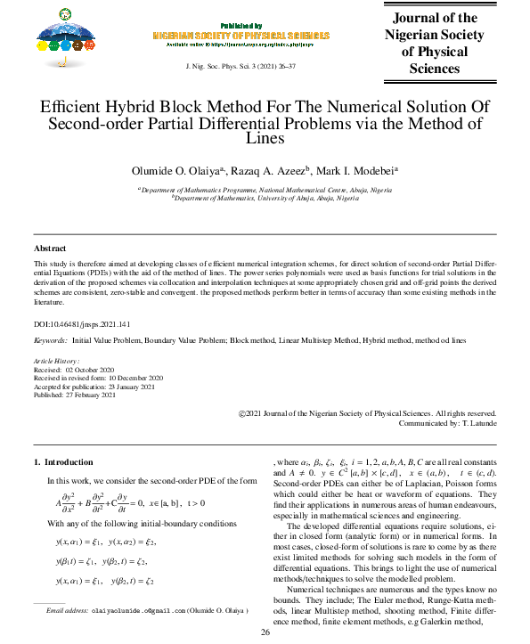 (PDF) Efficient Hybrid Block Method For The Numerical Solution Of ...