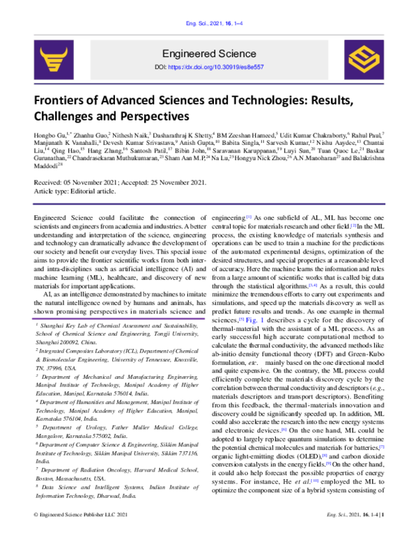 (PDF) Frontiers of Advanced Sciences and Technologies: Results, Challenges and Perspectives