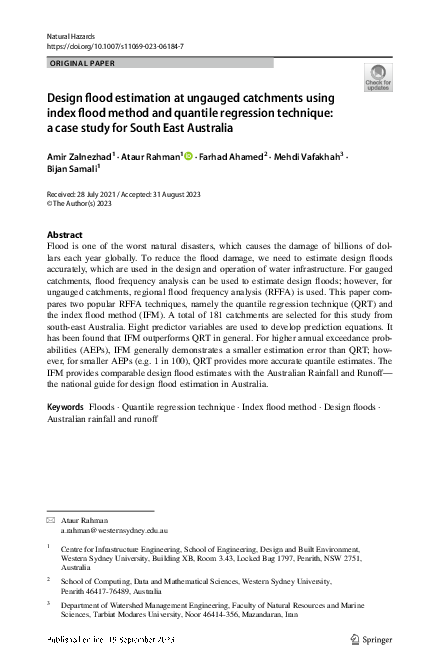 Pdf Design Flood Estimation At Ungauged Catchments Using Index Flood