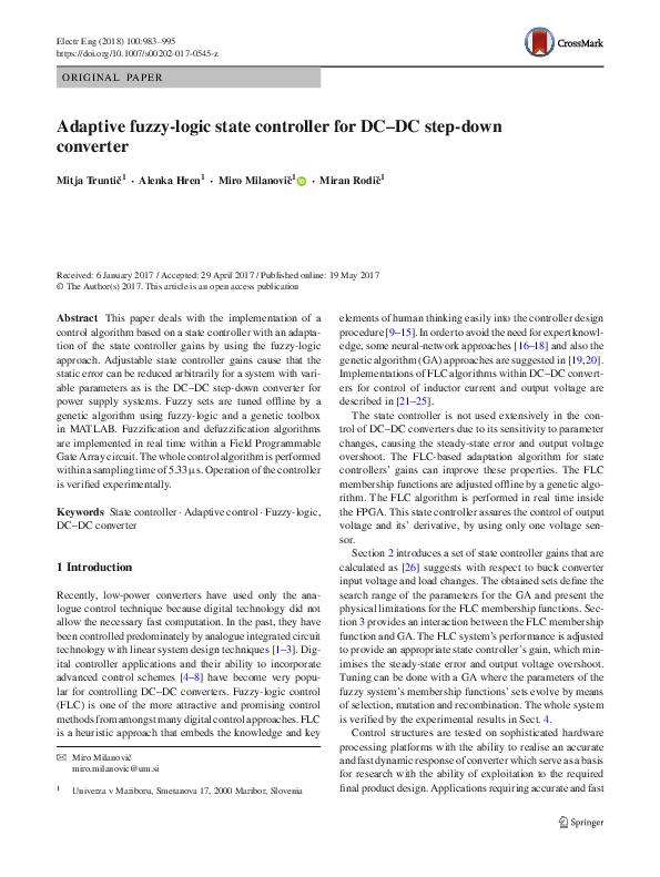 (PDF) Adaptive fuzzy-logic state controller for DC–DC step-down converter