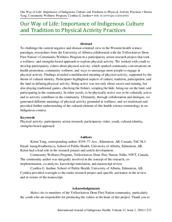 (PDF) Our Way of Life: Importance of Indigenous Culture and Tradition ...