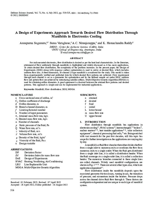 (PDF) A Design of Experiments Approach Towards Desired Flow Distribution Through Manifolds in ...