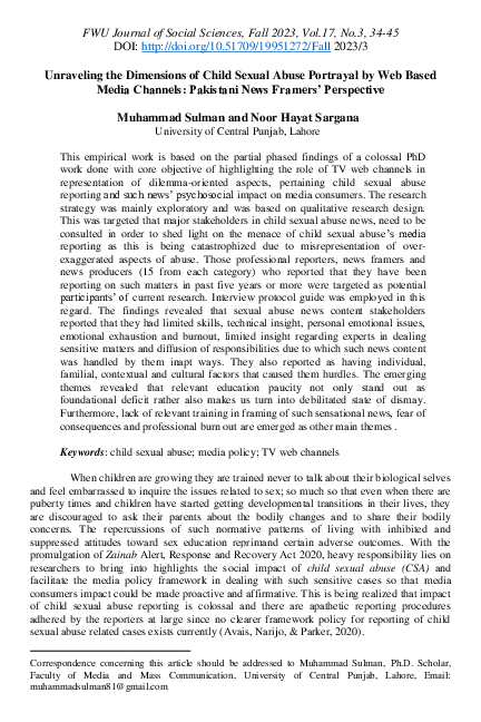 (PDF) Unraveling the Dimensions of Child Sexual Abuse Portrayal by Web Based Media Channels ...