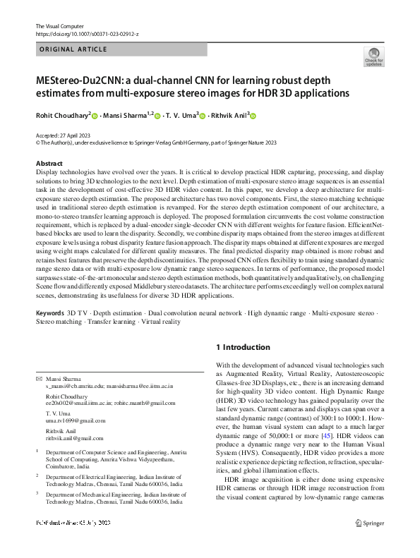 (PDF) MEStereo-Du2CNN: a dual-channel CNN for learning robust depth ...