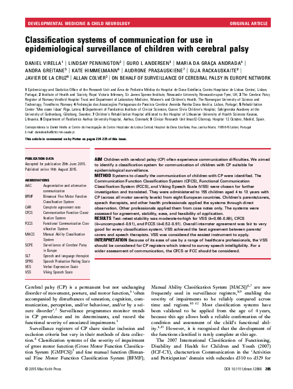 (PDF) Classification systems of communication for use in ...