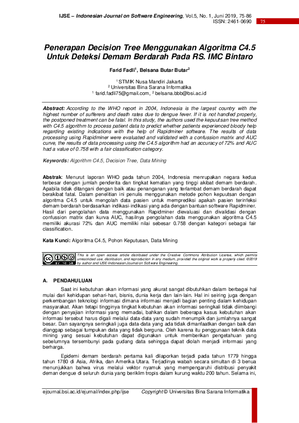 (PDF) Penerapan Decision Tree Menggunakan Algoritma C4.5 Untuk Deteksi ...