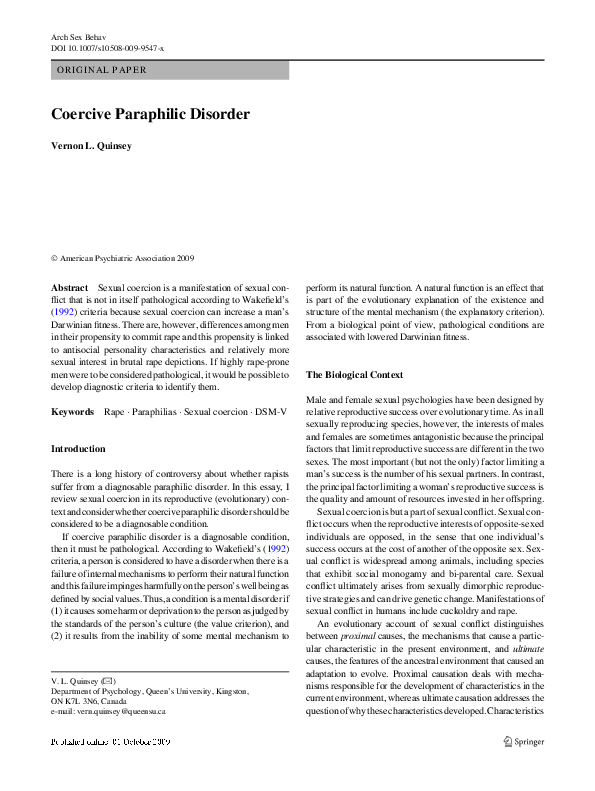 (PDF) Coercive Paraphilic Disorder