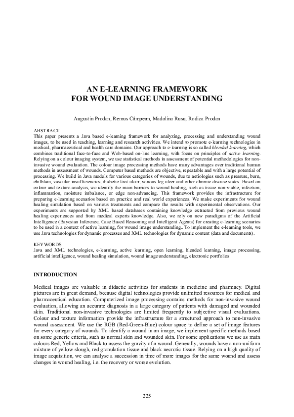 (PDF) An e-learning framework For wound image understanding