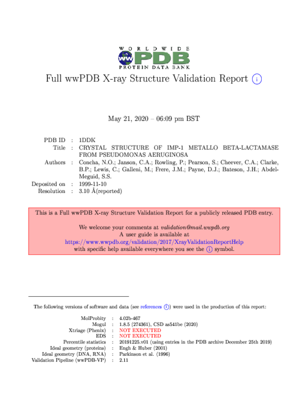 (PDF) Crystal Structure of IMP-1 Metallo Beta-Lactamase from ...