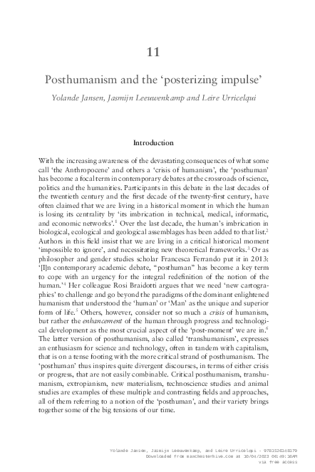 (PDF) Posthumanism and the ‘posterizing impulse’