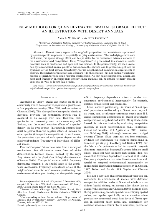 (PDF) New Methods for Quantifying the Spatial Storage Effect: An ...