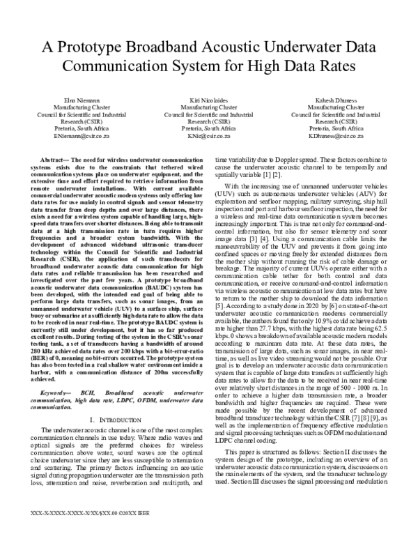(PDF) A Prototype Broadband Acoustic Underwater Data Communication ...