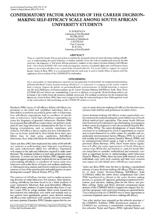(PDF) Confirmatory factor analysis of the career decision-making self-efficacy scale among South ...