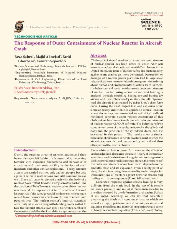 (PDF) The Response of Outer Containment of Nuclear Reactor in Aircraft ...