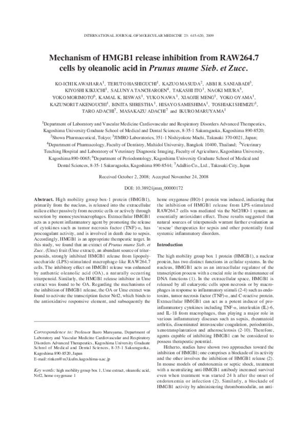 (PDF) Mechanism of HMGB1 release inhibition from RAW264.7 cells by ...