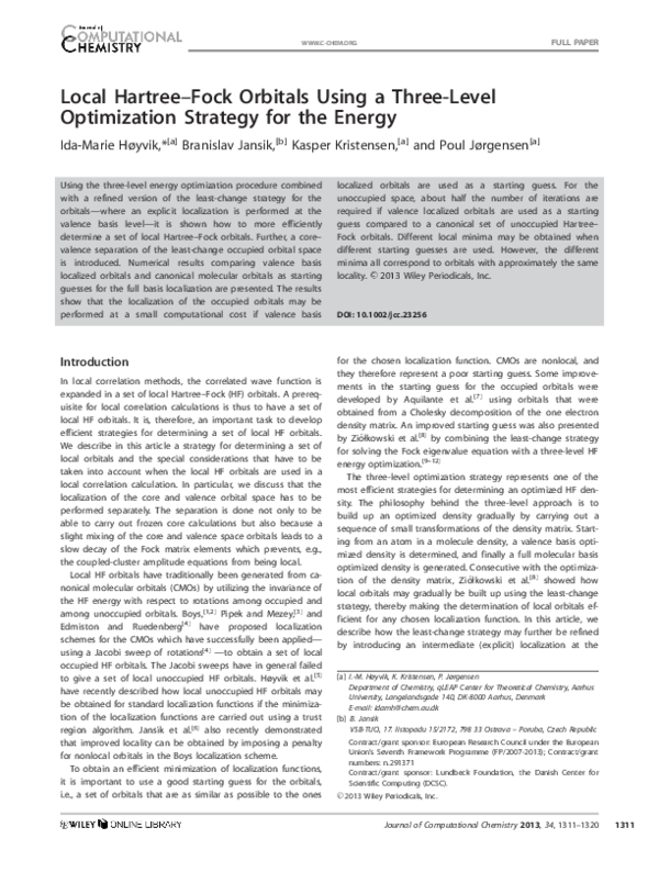 (PDF) Local Hartree-Fock orbitals using a three-level optimization ...