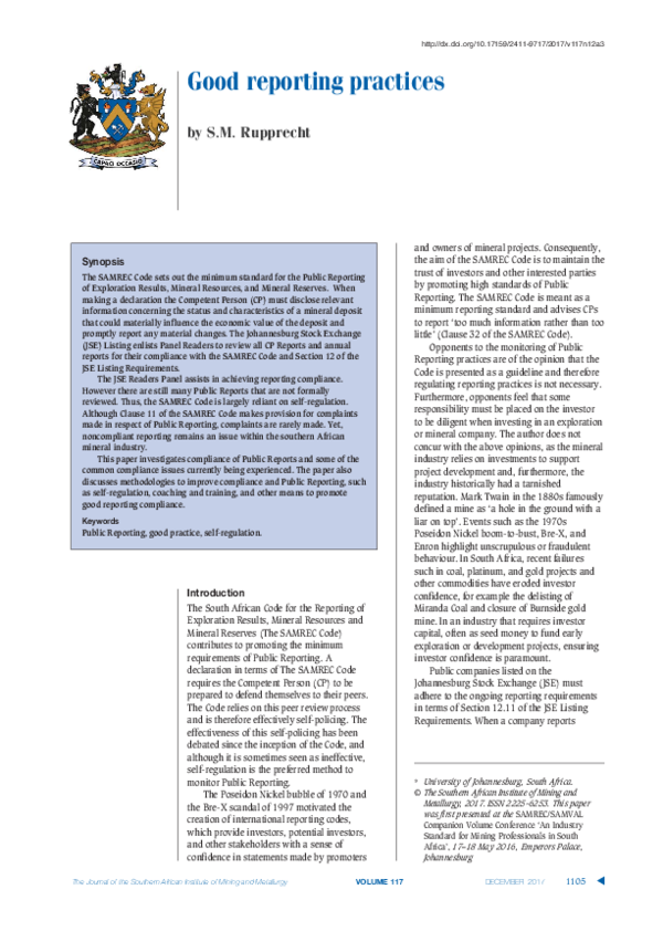 (PDF) Good reporting practices