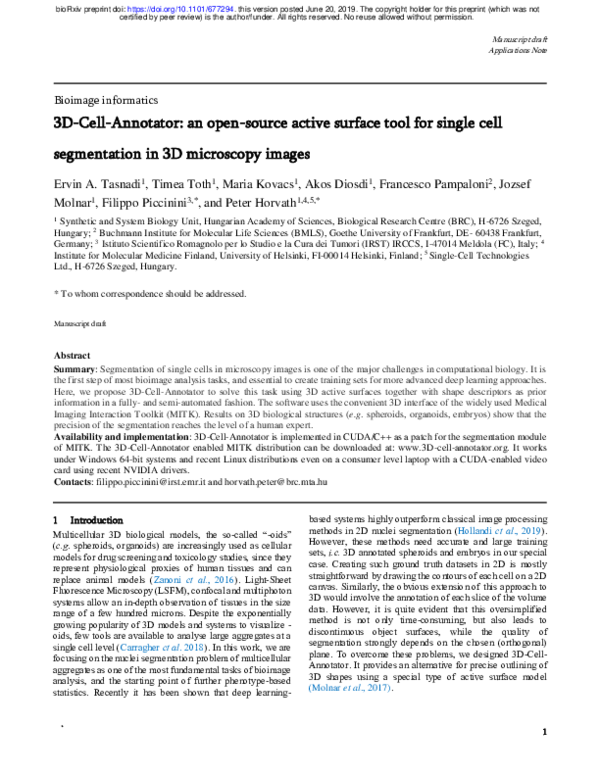(PDF) 3D-Cell-Annotator: an open-source active surface tool for single ...
