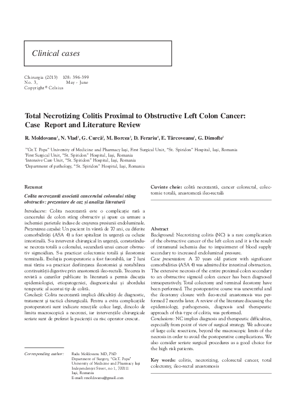 (PDF) Total necrotizing colitis proximal to obstructive left colon ...