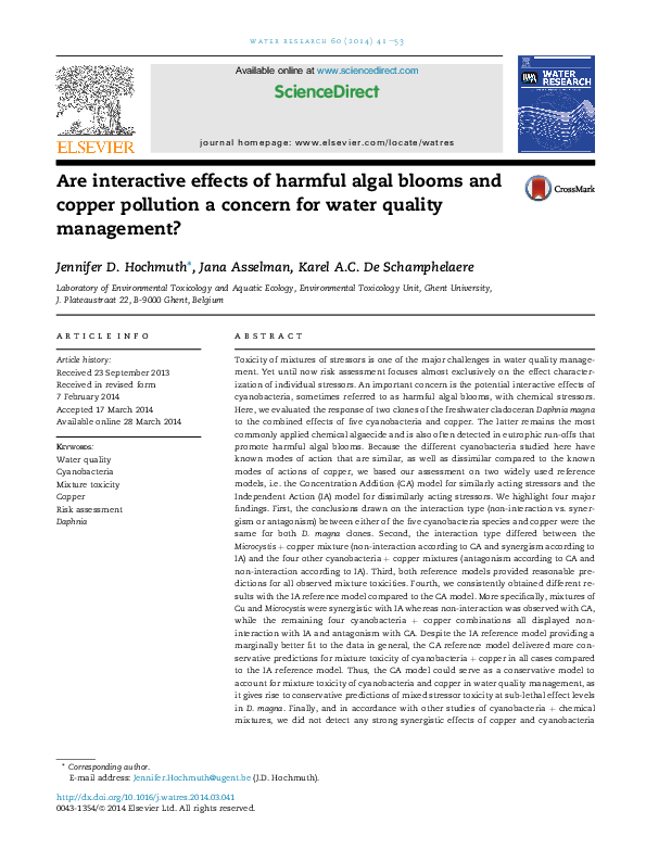 (PDF) Are interactive effects of harmful algal blooms and copper ...