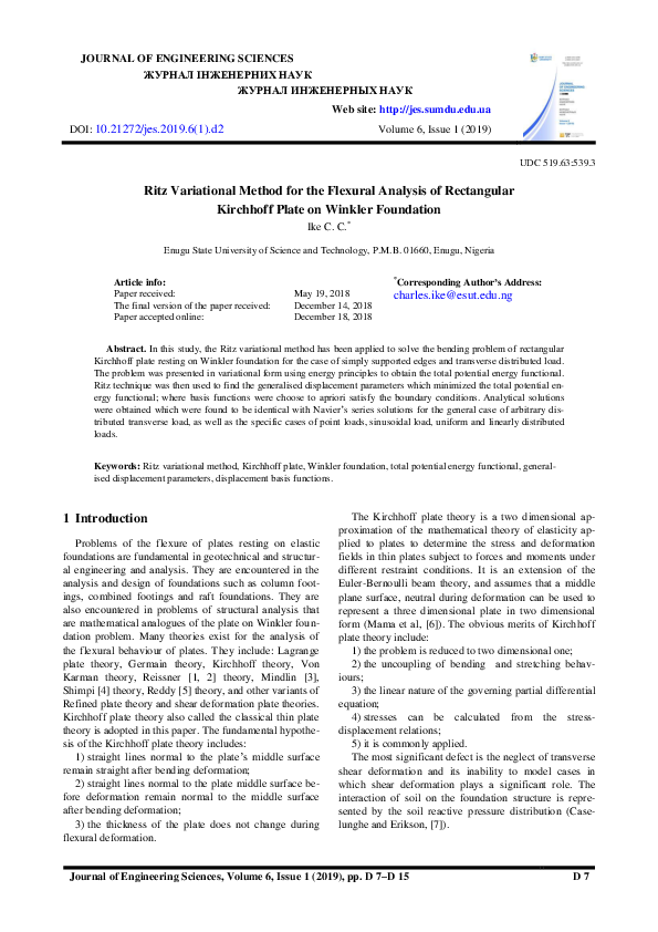 (PDF) Ritz Variational Method for the Flexural Analysis of Rectangular ...