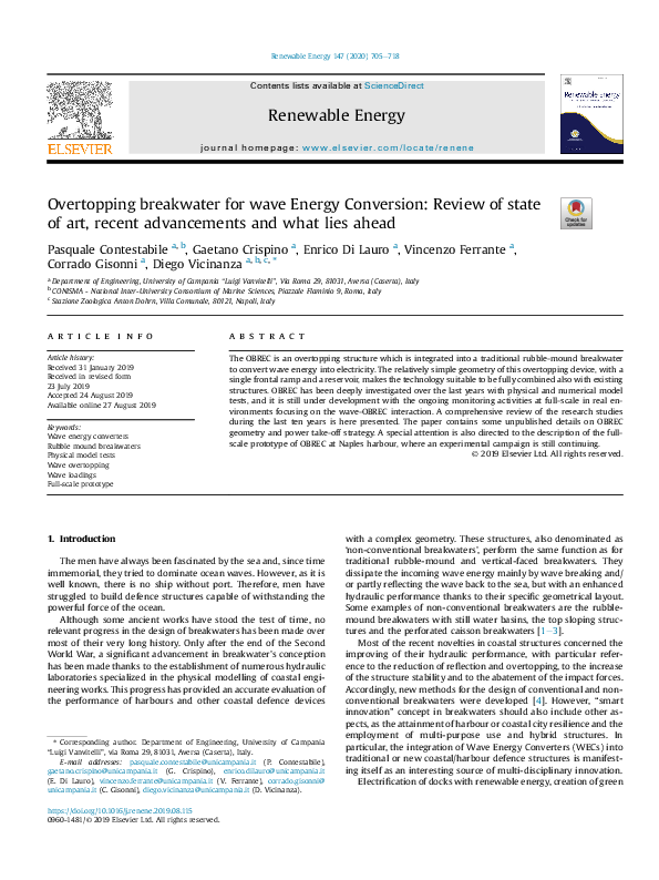 (PDF) Overtopping breakwater for wave Energy Conversion: Review of ...
