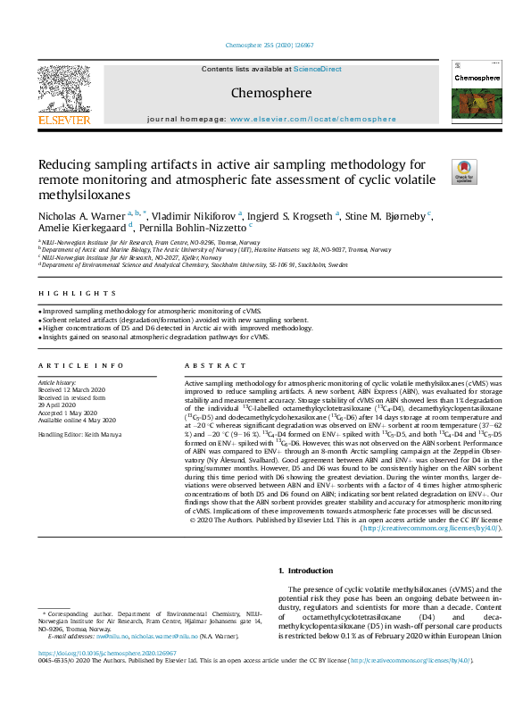 Pdf Reducing Sampling Artifacts In Active Air Sampling Methodology For Remote Monitoring And
