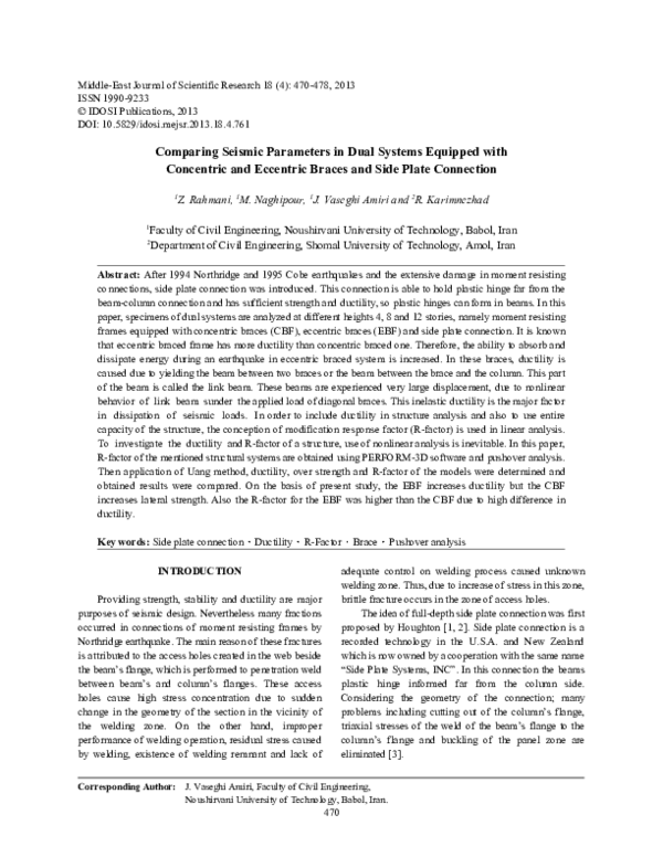 (PDF) Comparing Seismic Parameters in Dual Systems Equipped with ...