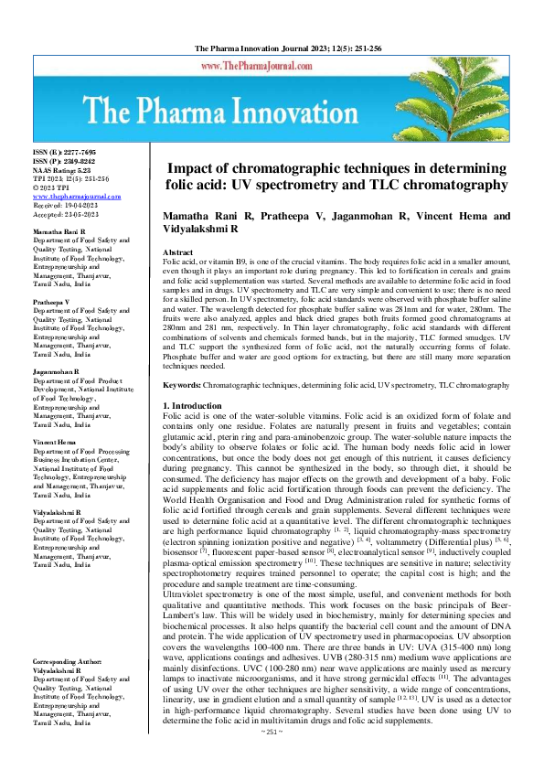 (PDF) Impact of chromatographic techniques in determining folic acid ...