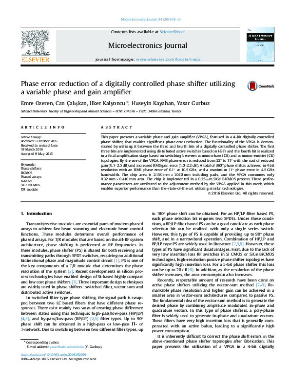 (PDF) Phase error reduction of a digitally controlled phase shifter ...