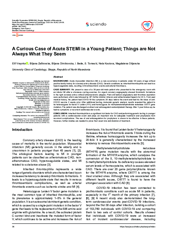 (PDF) A Curious Case of Acute STEMI in a Young Patient; Things are Not ...