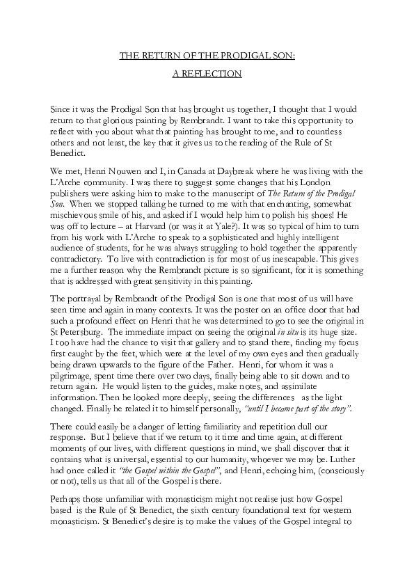(PDF) The Return of the Prodigal Son