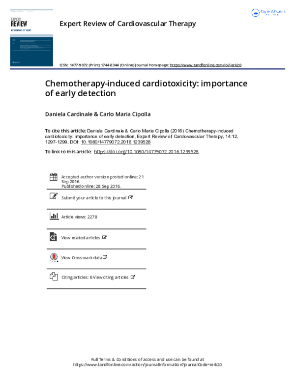 (PDF) Chemotherapy-induced cardiotoxicity: importance of early ...