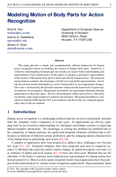 (PDF) Modeling Motion of Body Parts for Action Recognition