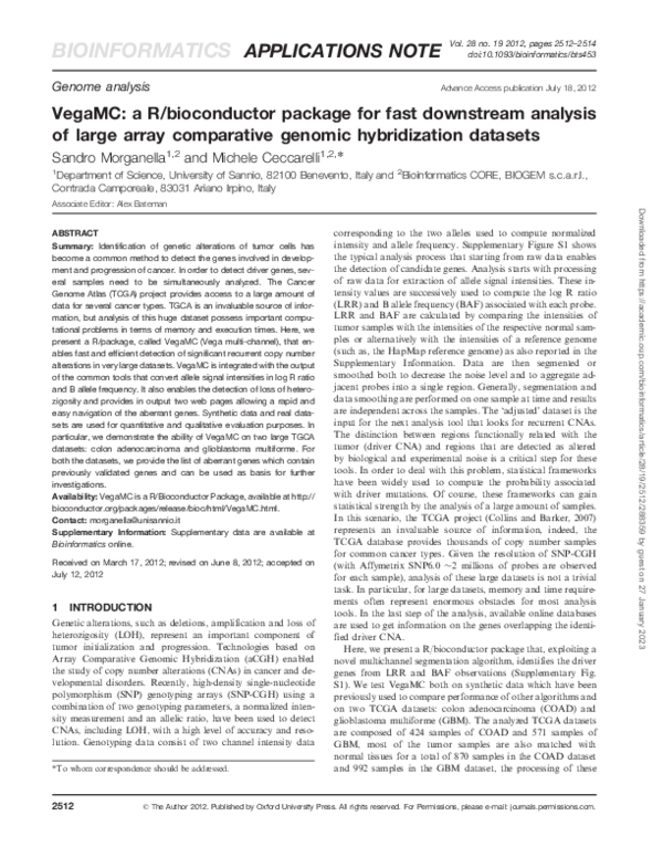 (PDF) VegaMC: a R/bioconductor package for fast downstream analysis of large array comparative ...