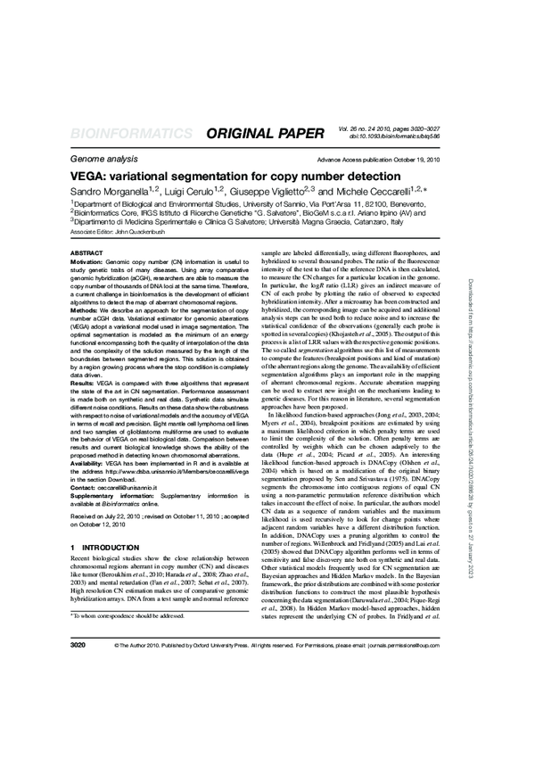 (PDF) VEGA: variational segmentation for copy number detection | Sandro Morganella - Academia.edu