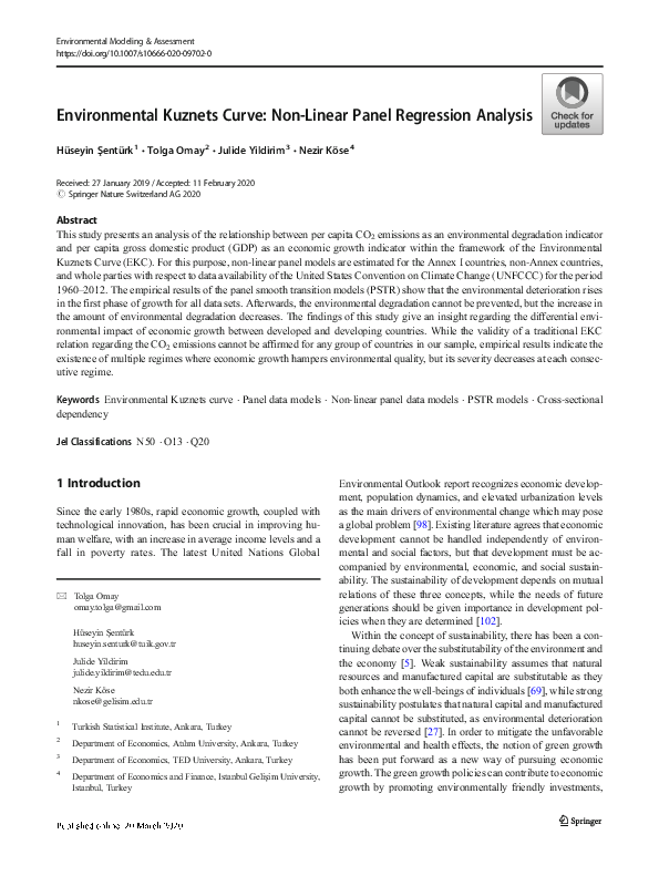 (PDF) Environmental Kuznets Curve: Non-Linear Panel Regression Analysis ... (PDF) Environmental Kuznets Curve: Non-Linear Panel Regression Analysis ...