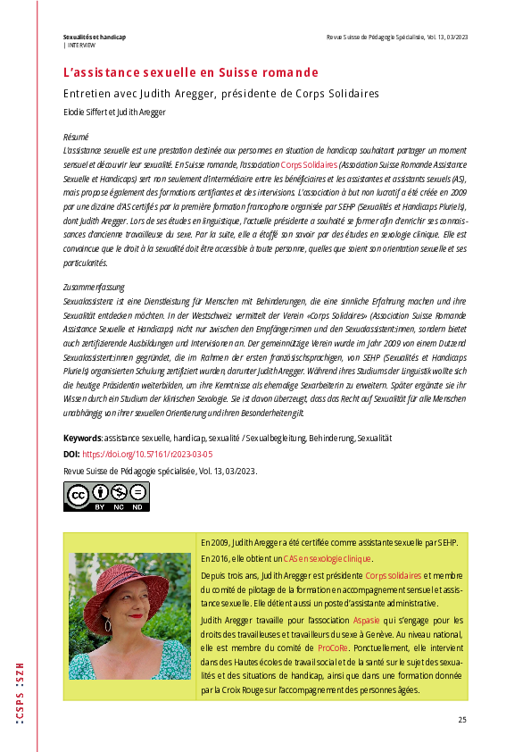 (DOC) L’assistance sexuelle en Suisse romande