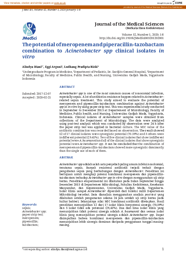 (PDF) The potential of meropenem and piperacillin-tazobactam ...