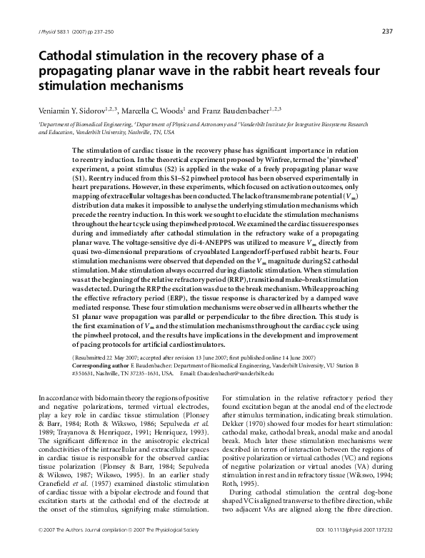(PDF) Cathodal stimulation in the recovery phase of a propagating ...