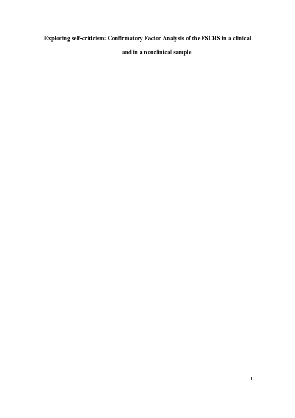 (PDF) Exploring Self-criticism: Confirmatory Factor Analysis of the ...
