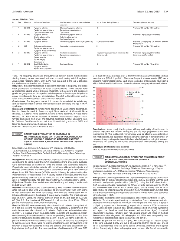 (PDF) FRI0527 Safety and Efficacy of Tocilizumab in Methotrexate-Resistant form of Polyarticular ...